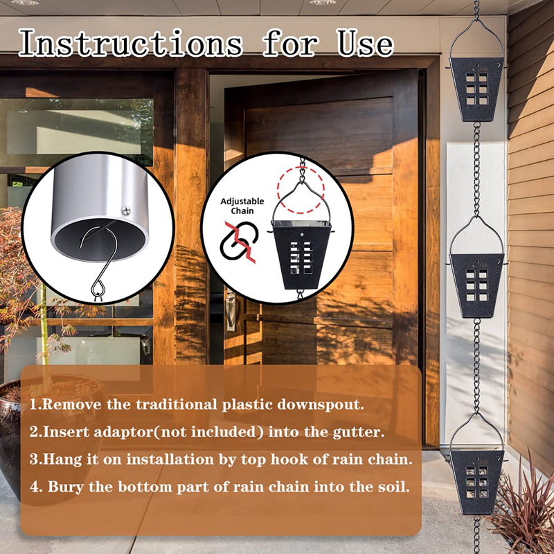 Arlmont & Co. 10ft Outdoor Rainwater Collection Chain | Wayfair